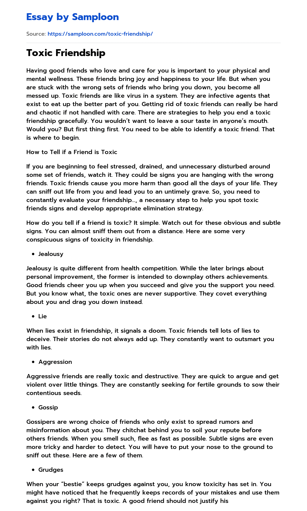 Toxic Friendship Cause And Effect Essay On Samploon Toxic Friendship Cause And Effect Essay On Samploon