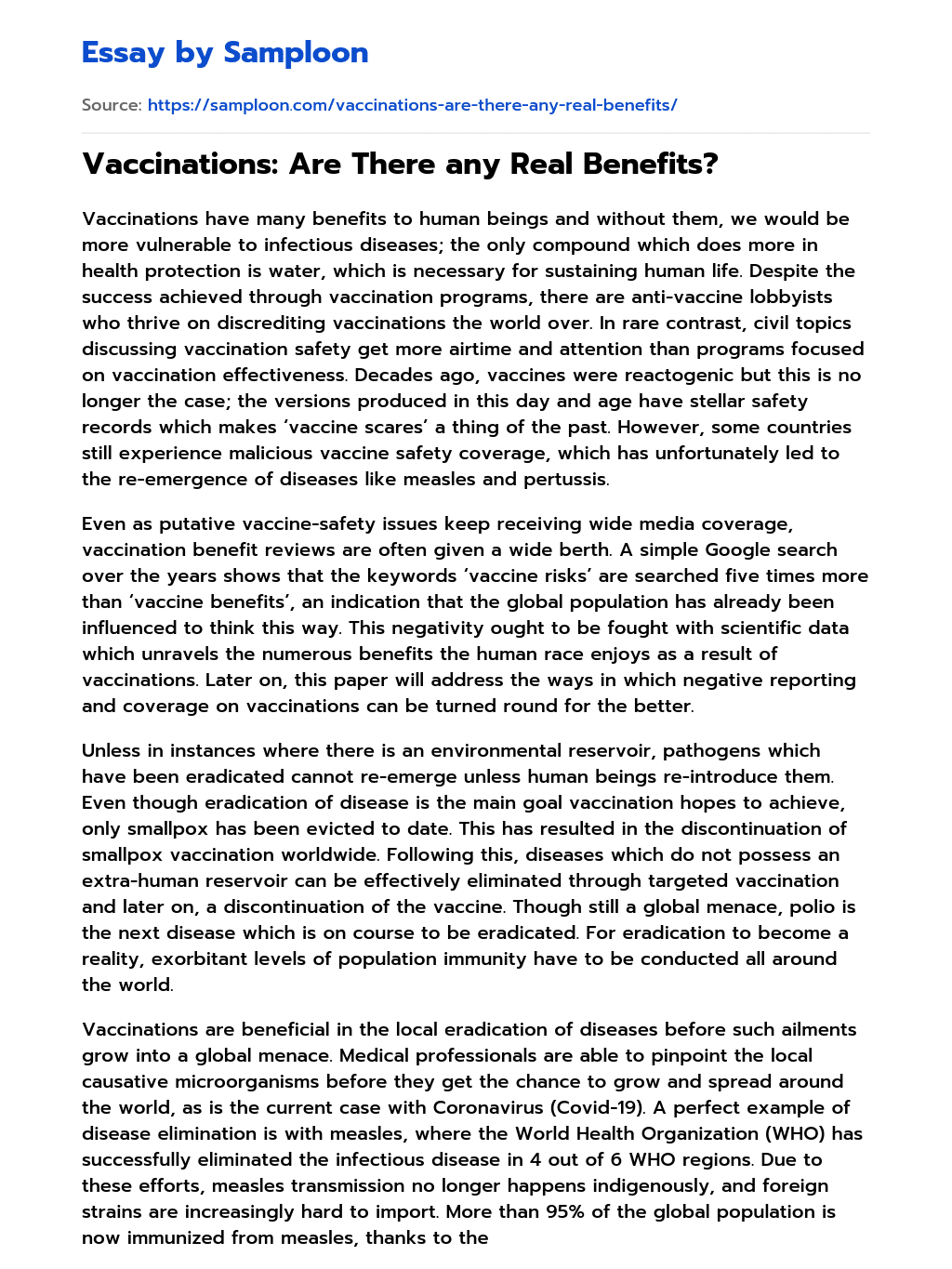 Vaccinations Are There Any Real Benefits Free Essay Sample On Vaccinations Are There Any Real Benefits Free Essay Sample On