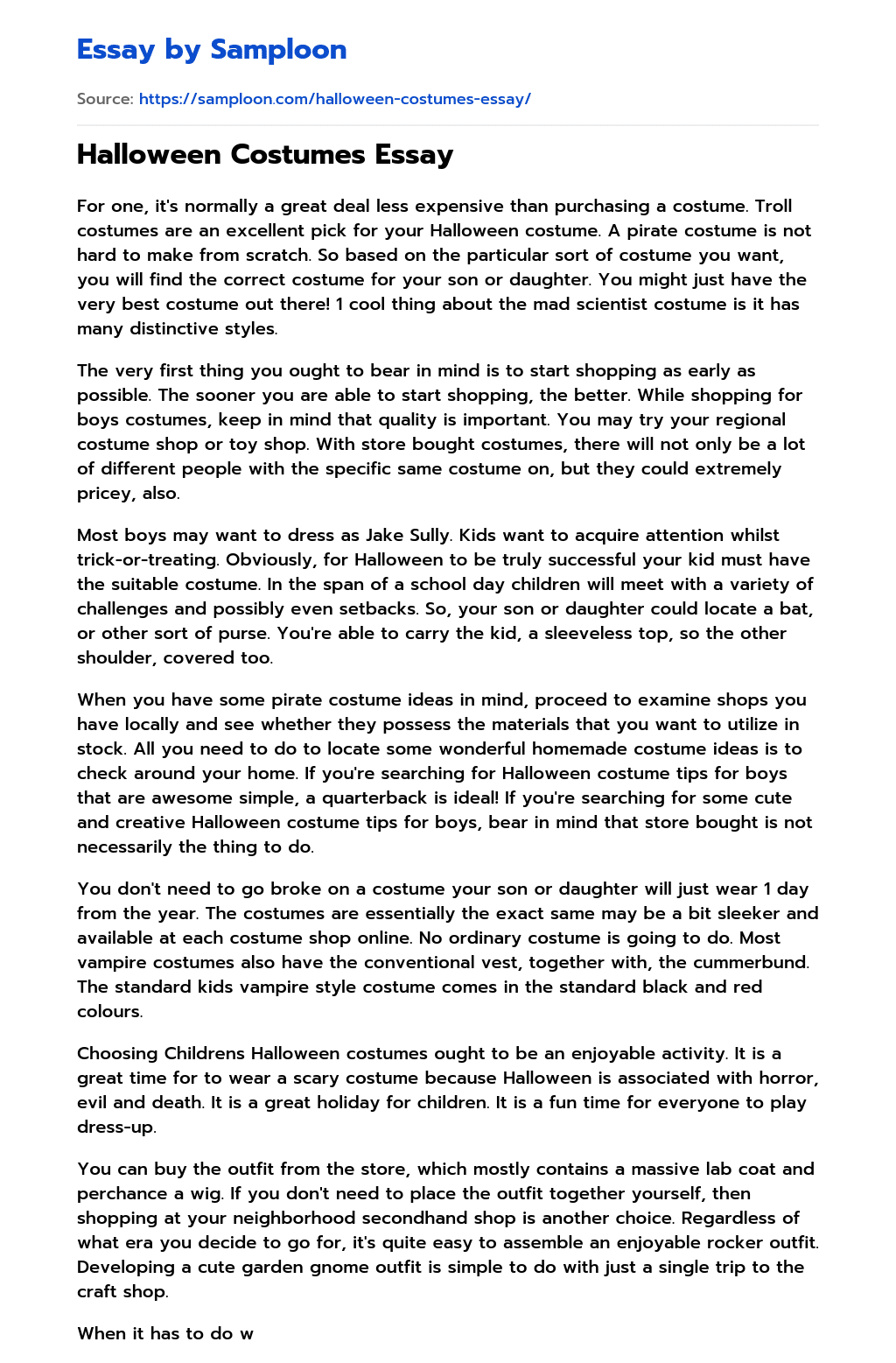 Halloween Costumes Essay Free Essay Sample On Samploon Halloween Costumes Essay Free Essay Sample On Samploon