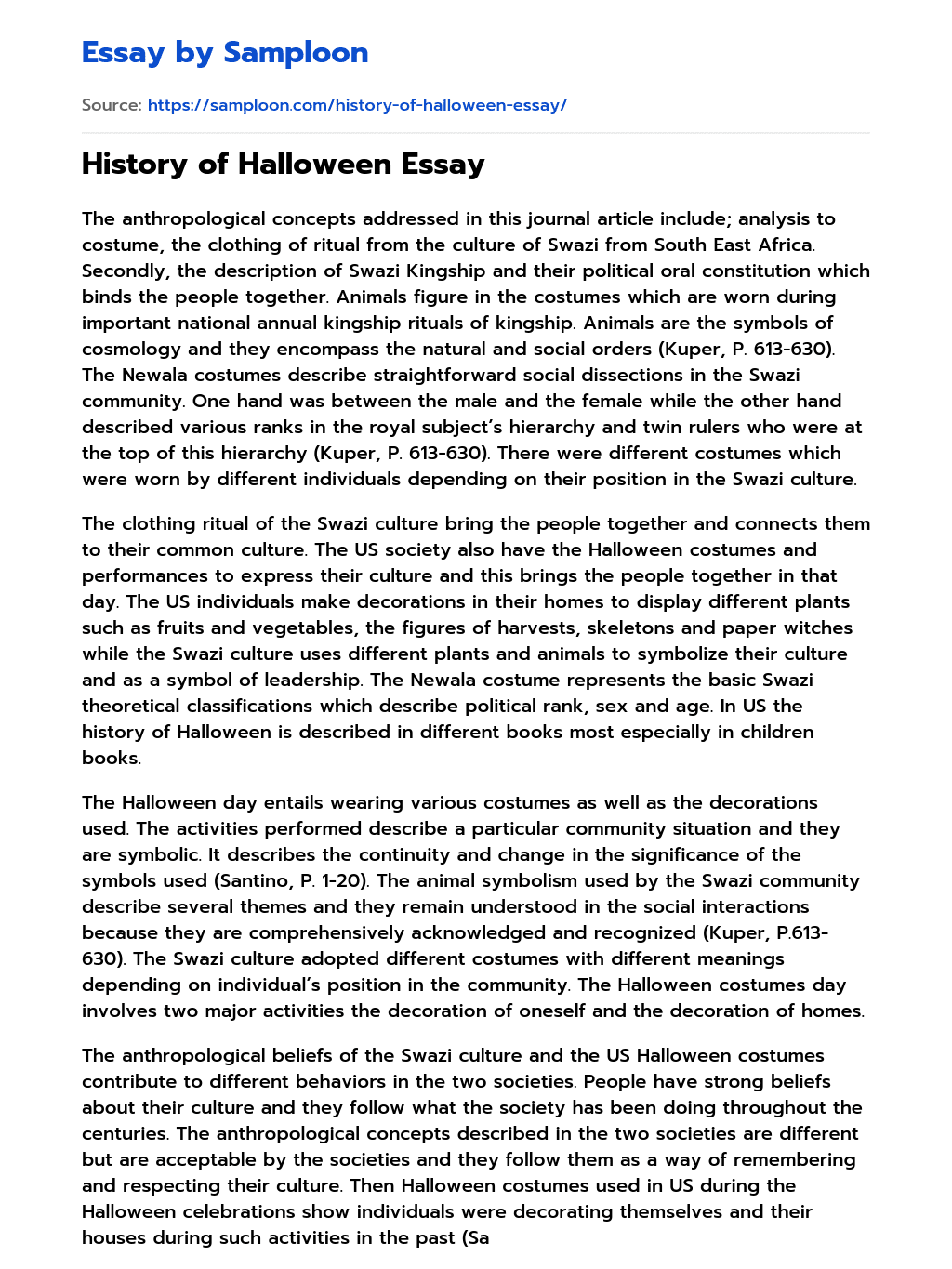 History Of Halloween Essay Free Essay Sample On Samploon History Of Halloween Essay Free Essay Sample On Samploon