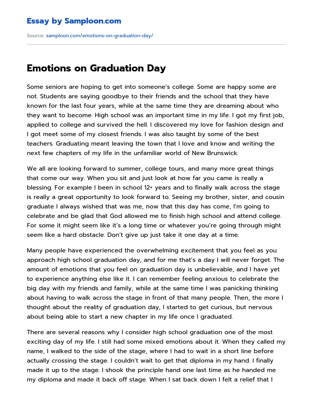 Emotions On Graduation Day Free Essay Sample On Samploon Emotions On Graduation Day Free Essay Sample On Samploon